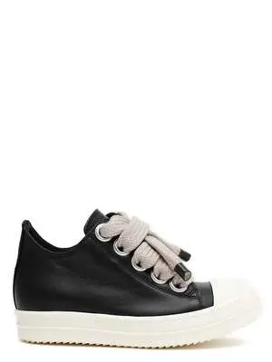 Rick Owens Jumbolace Low Sneakers In Calfskin - Black
