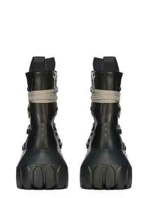 Rick Owens Leather Boots Megalace Mega Tractor