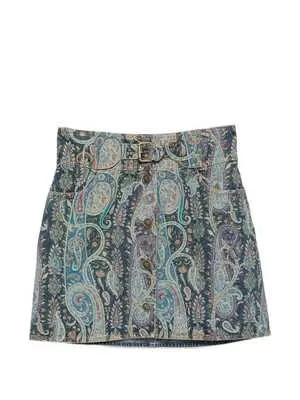 Etro Short Skirt With Buttons - Blue