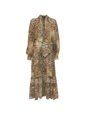 Etro Midi Dress With Paisley Animal Print - Brown