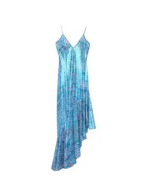 Etro Paisley-patterned Ruffle Midi Dress - Blue