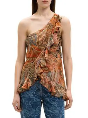 Etro One-shoulder Silk Top