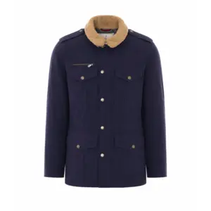 Brunello Cucinelli Cotton Blend Crew Neck Zip-up Jacket - Blue