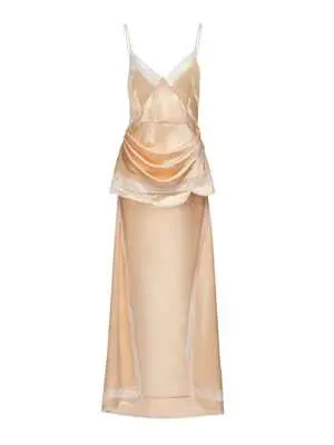 Magda Butrym Peach-colored Asymmetrical Slip Dress With Lace Inserts - Multicolor