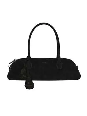 Magda Butrym Brigitte Trapeze Bag In Suede With Flower Charm - Black