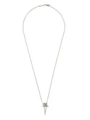 Rick Owens Pentagram Pendant Necklace In Palladium Brass