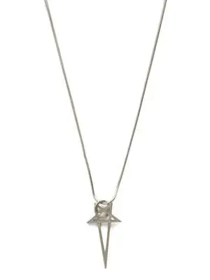 Rick Owens Pentagram Pendant Necklace In Palladium Brass