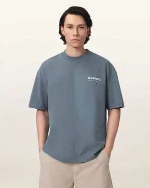 ALLSAINTS Backstage Short Sleeve Oversized Graphic T-shirt - Blue