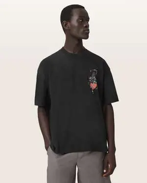 ALLSAINTS Scimitar Short Sleeve Oversized Graphic T-shirt - Black