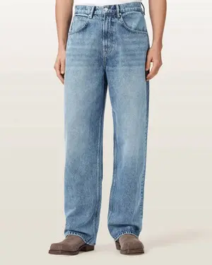 ALLSAINTS Rivet Relaxed Slouch Denim Jeans - Blue