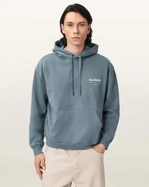 ALLSAINTS Backstage Long Sleeve Graphic Hoodie - Blue