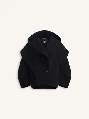 Balmain Oversized Wool Pea Coat With Hood