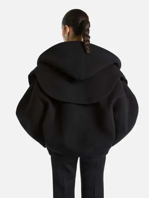 Balmain Oversized Wool Pea Coat With Hood