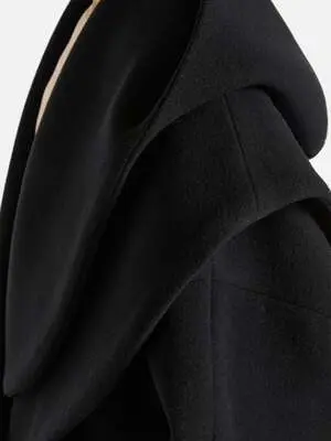 Balmain Oversized Wool Pea Coat With Hood