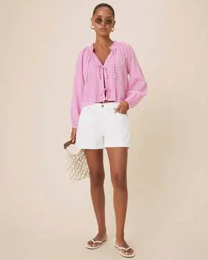 Splendid Fleur Tie-front Top - Blush