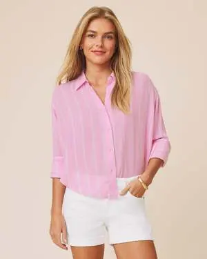 Splendid Jaylei Stripe Button Down - Blush Multi