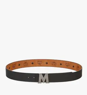 Mcm Claus Fluted M Belt 1.5" In Grained Leather - Black