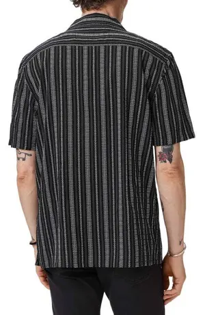 John Varvatos Dan Patterned Stripe Camp Shirt