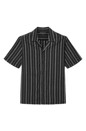 John Varvatos Dan Patterned Stripe Camp Shirt