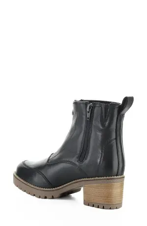 BOS. & CO. Munro Zip-up Leather Ankle Boot With Block Heel And Lugged Sole - Black