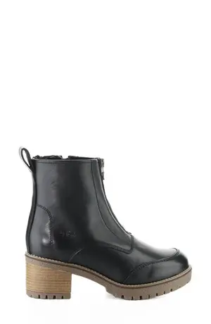 BOS. & CO. Munro Zip-up Leather Ankle Boot With Block Heel And Lugged Sole - Black