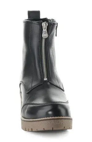 BOS. & CO. Munro Zip-up Leather Ankle Boot With Block Heel And Lugged Sole - Black