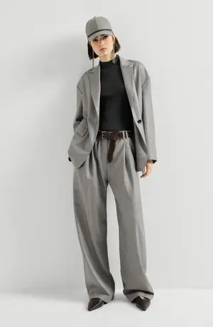 Brunello Cucinelli Virgin Wool Pinstripe Track Trousers With Monili Embellishment - Silver