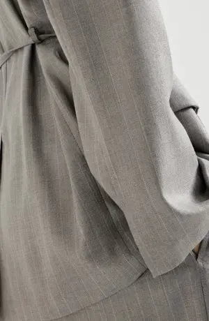 Brunello Cucinelli Sparkling Virgin Wool Pinstripe Blazer With Monili