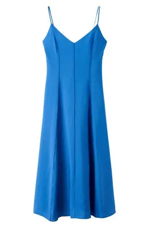 Mango Stitch Detail Sleeveless Maxi Dress - Blue