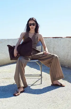 Mango Stripe Tailored Straight Leg Pants