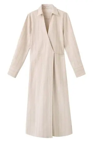 Mango Stripe Wrap Front Shirtdress