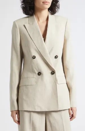 REISS Kit Double Breasted Linen Blazer