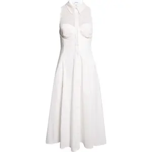 REISS Hera Broderie Anglaise Cotton Midi Dress - Ivory