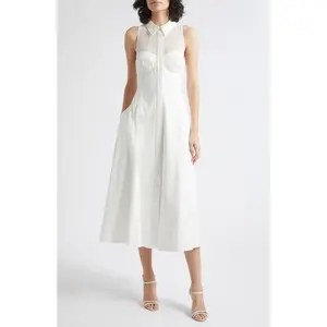 REISS Hera Broderie Anglaise Cotton Midi Dress
