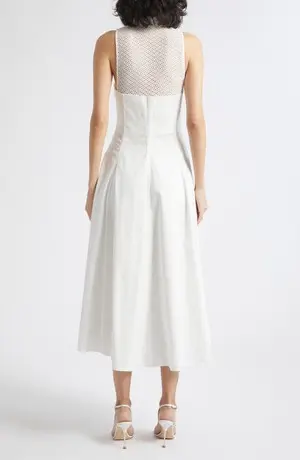 REISS Hera Broderie Anglaise Cotton Midi Dress