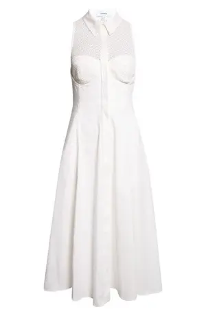 REISS Hera Broderie Anglaise Cotton Midi Dress