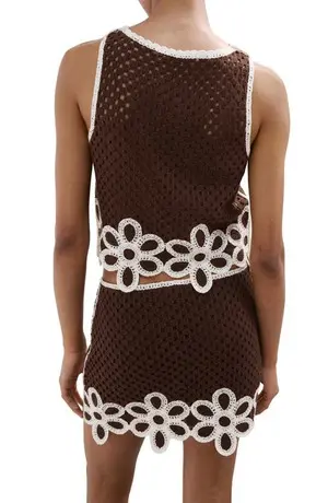 Mango Floral Scalloped Hem Crochet Tank