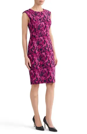 KASPER Abstract Print Scuba Sheath Dress