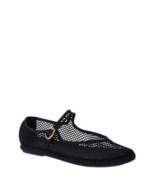 THERAPY AUSTRALIA Alicante Round Toe Mary Jane Ballet Flats - Black Mesh