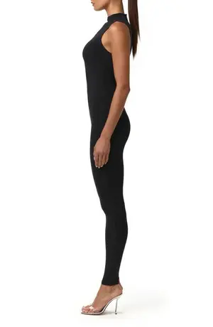 Naked Wardrobe Mock Neck Jumpsuit - Black