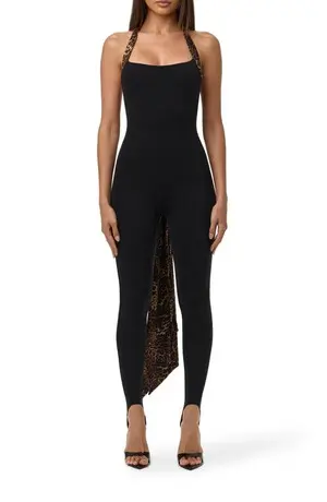 Naked Wardrobe Chiffon Strap Stirrup Jumpsuit - Black