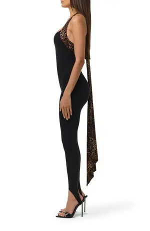 Naked Wardrobe Chiffon Strap Stirrup Jumpsuit - Black
