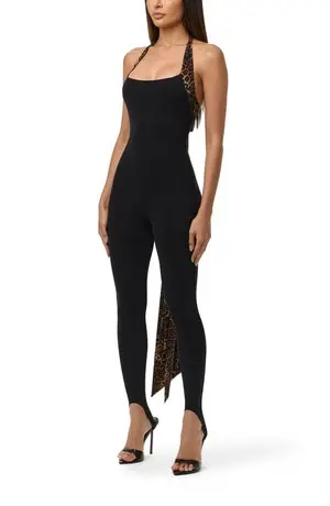Naked Wardrobe Chiffon Strap Stirrup Jumpsuit - Black