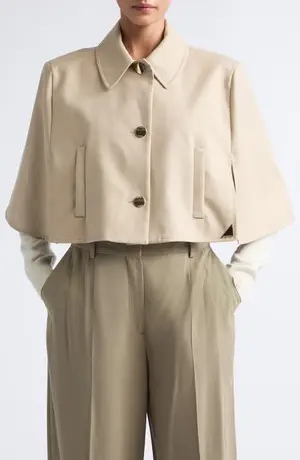 Max Mara Water Repellent Cotton Gabardine Cape - Stone