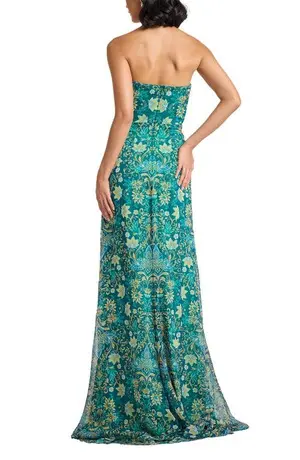 Tadashi Shoji Floral Strapless Gown