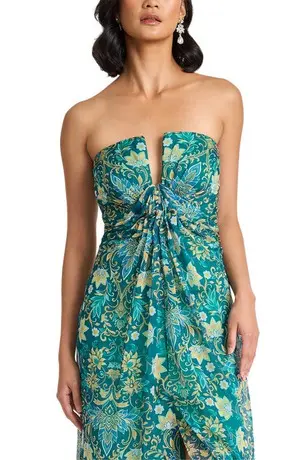 Tadashi Shoji Floral Strapless Gown