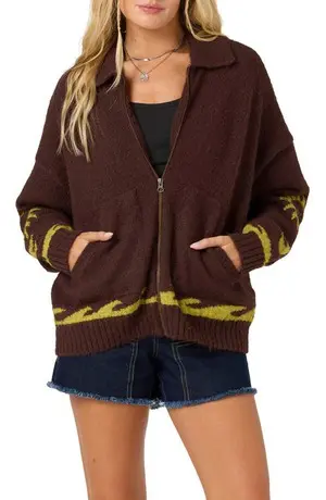 O'Neill Corrine Zip Up Sweater - Chocolate