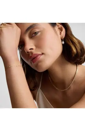 D.LOUISE Faux Pearl Drop Huggie Hoop Earrings