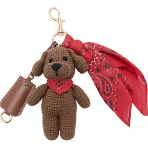 Mango Crocheted Dog Bag Charm With Paisley Bandana - Brown