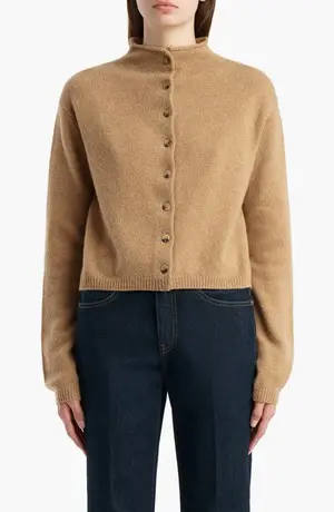Khaite Annora Stretch Wool & Cashmere Cardigan - Camel